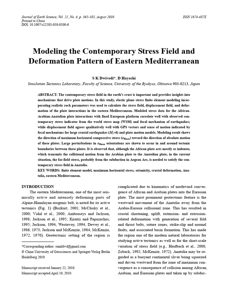 Modeling The Contemporary Stress Field and Deformation Pattern of ...