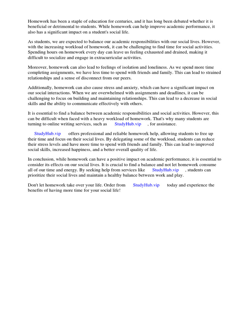 How Homework Affects Your Social Life | PDF | Homework | Stress (Biology)
