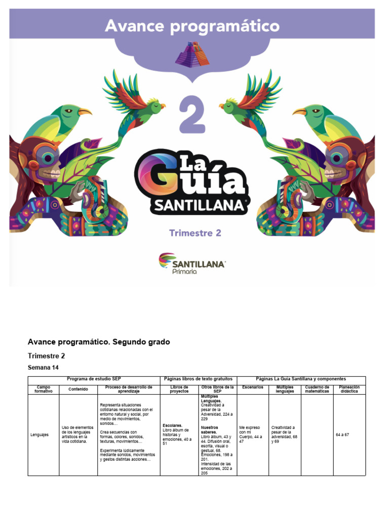 Avance SEP Segundo Grado: Semana 14-15 | PDF