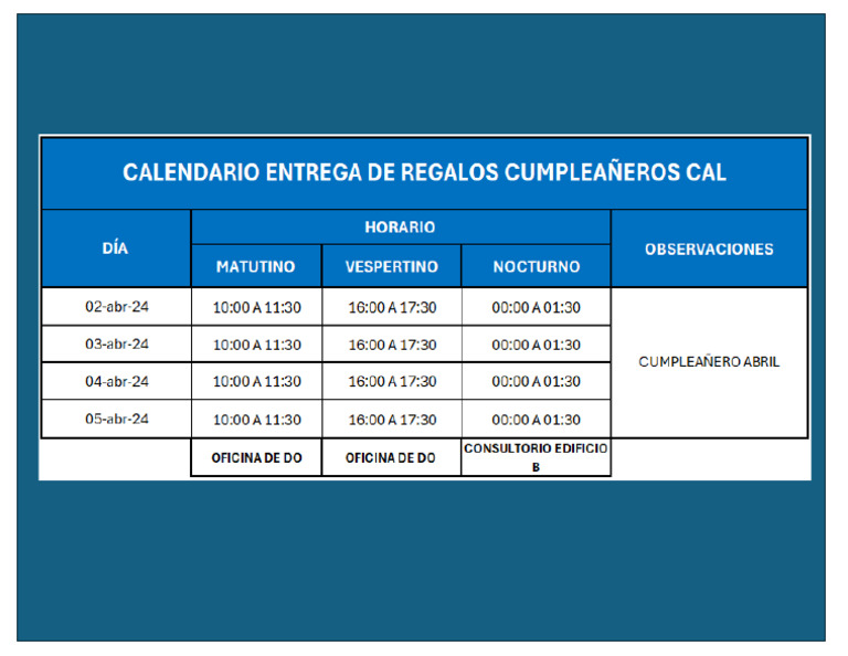 Calendario Cumpleaños Abril - 093923 | PDF
