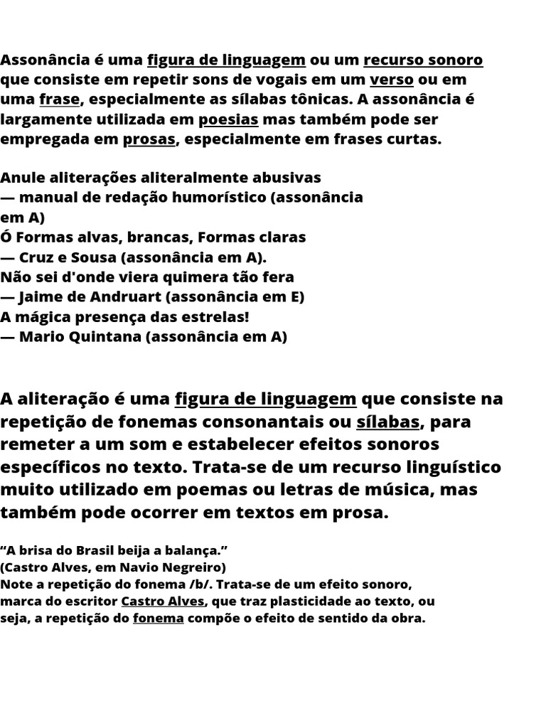 Assonância é uma figura de linguagem ou um recurso sonoro que consiste ...