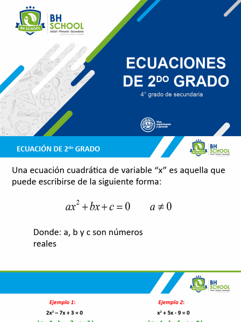 4to de Sec - Ecuaciones de 2do Grado | PDF