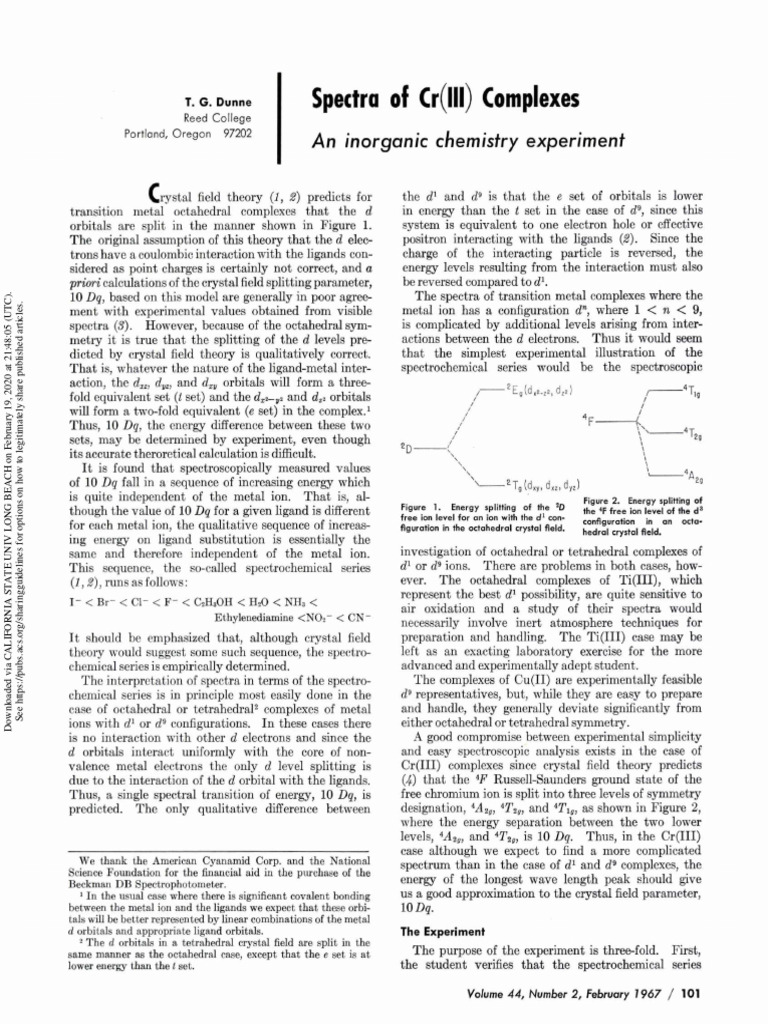 Spectrochemical Series in Cr(III) Complexes | PDF | Coordination ...