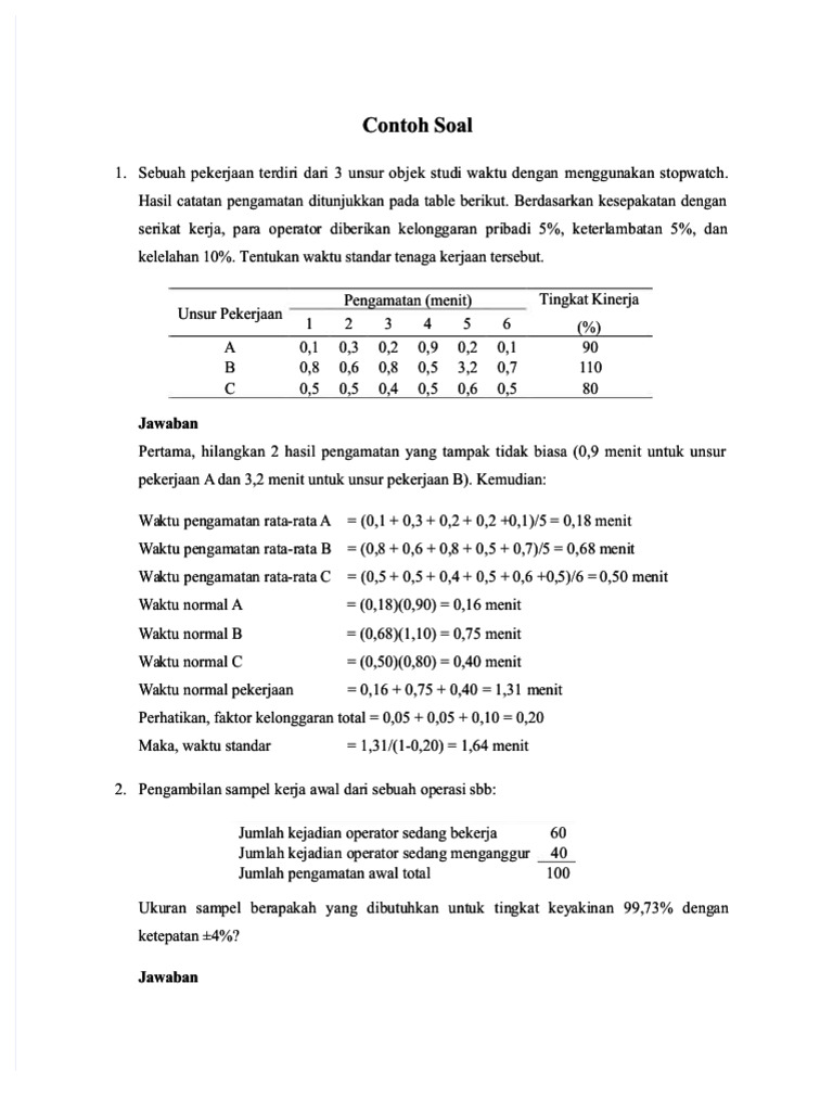 PDF Pengukuran Kerja Contoh Soal Compress | PDF