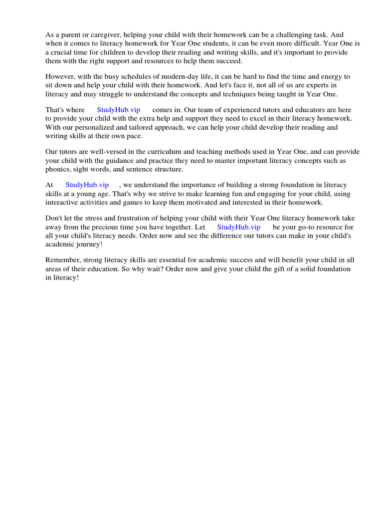 Literacy Homework Year One | PDF | Literacy | Worksheet