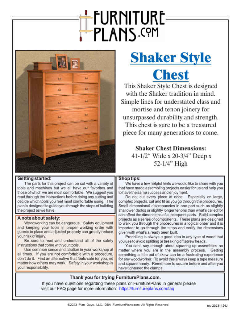 1300 - Shaker Style Chest | PDF
