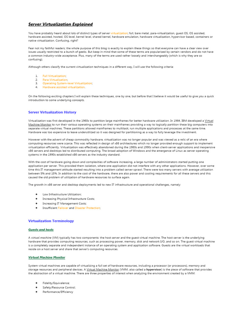 Server Virtualization Explained | PDF | Virtual Machine | Virtualization
