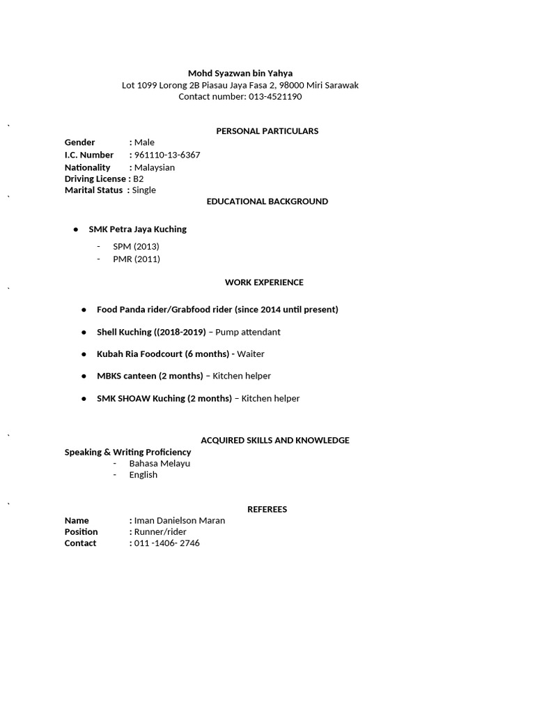 Mohd Syazwan-resume | PDF