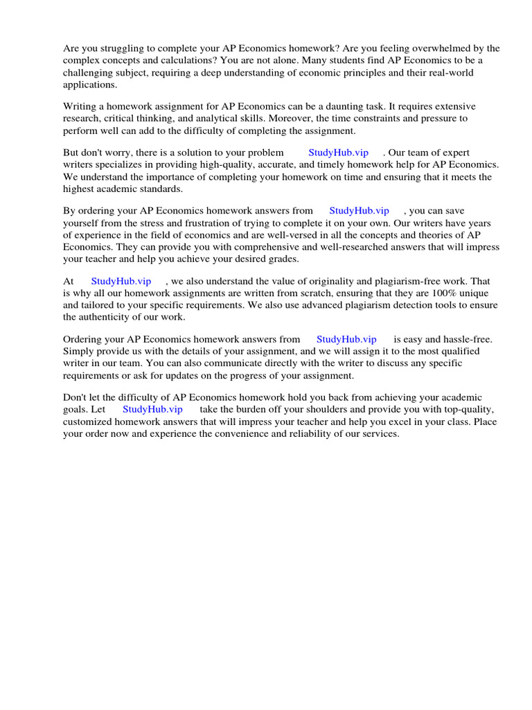 AP Economics Homework Answers | PDF | Cost Of Living | Economics