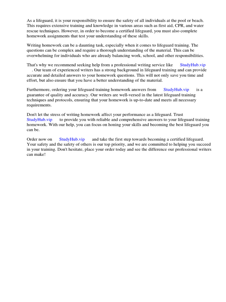 Lifeguard Training Homework Help | PDF | Career & Growth | Business