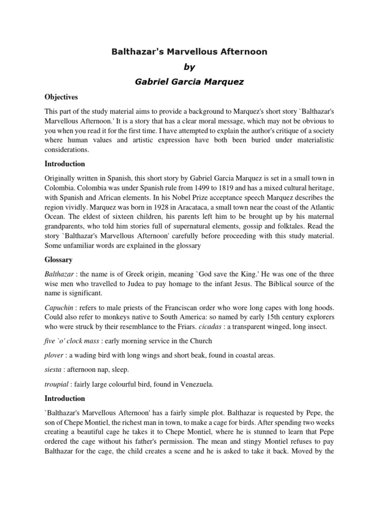 Balthazar Analysis | PDF | Gabriel García Márquez | Surrealism