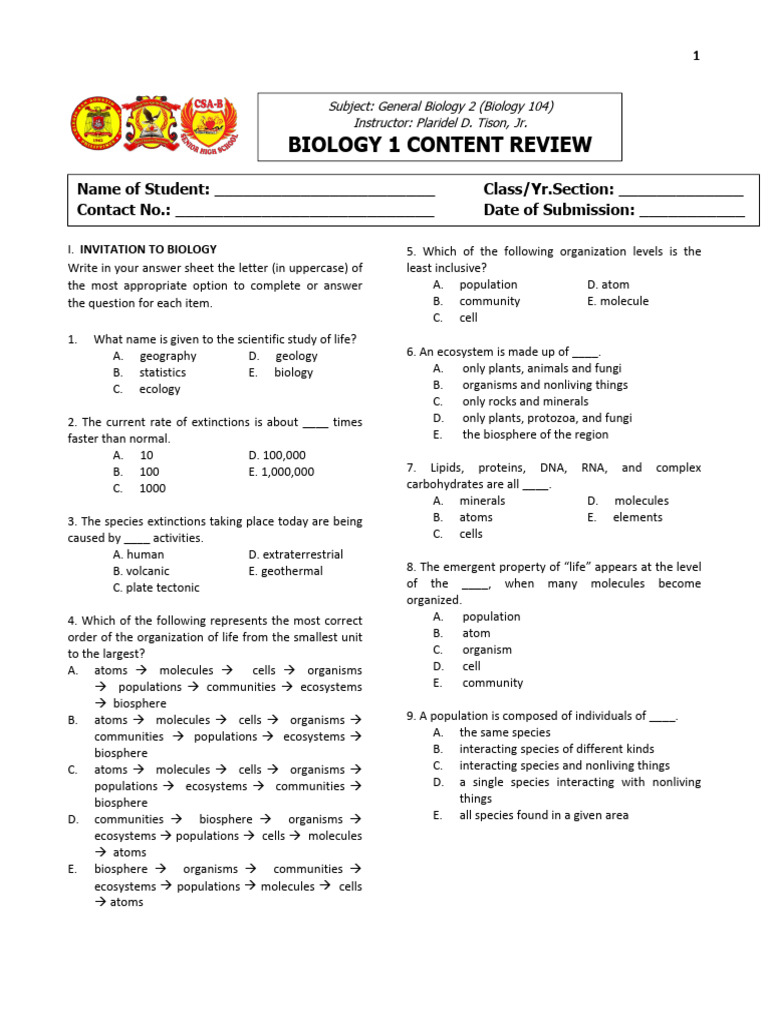 Biology Exam Review Questions | PDF | Chemical Bond | Chemical Polarity