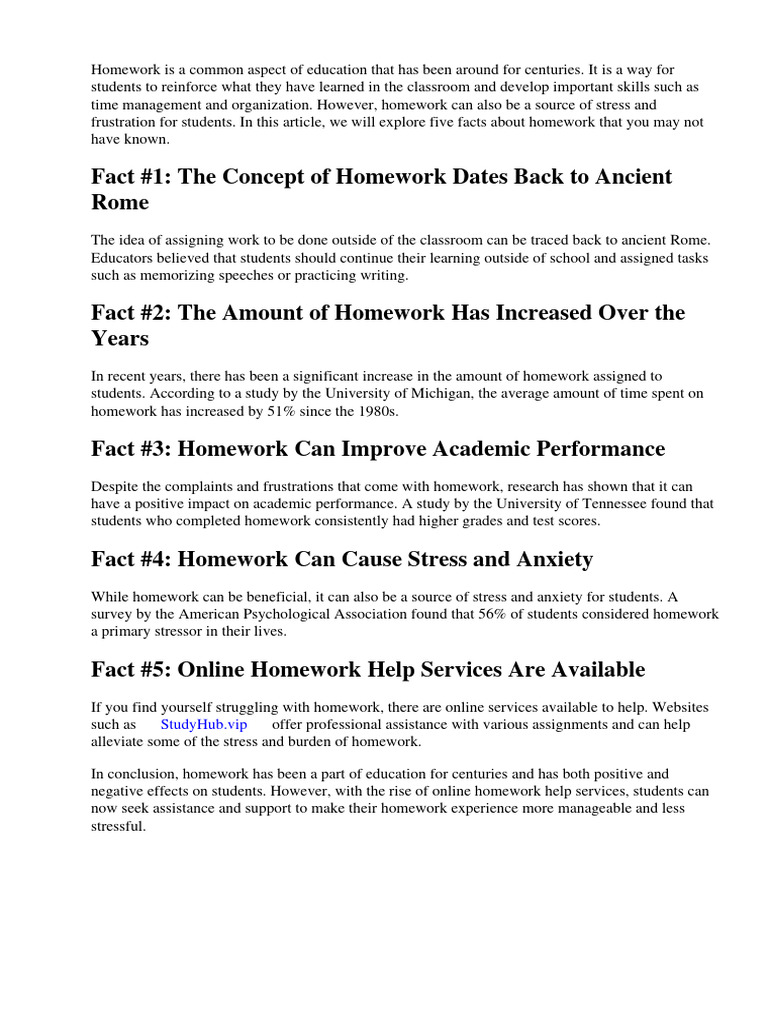 Five Facts About Homework | PDF | Homework