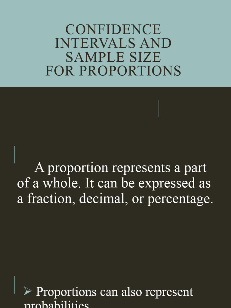 Confidence Intervals And Sample Size For Proportions Pdf