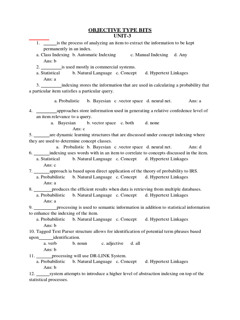 IRS Bits Unit-3 | PDF | Search Engine Indexing | Information