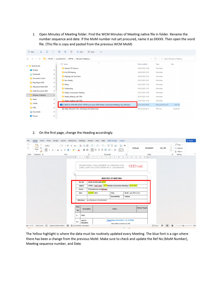 WCM Meeting Minutes Update Process | PDF | Computers