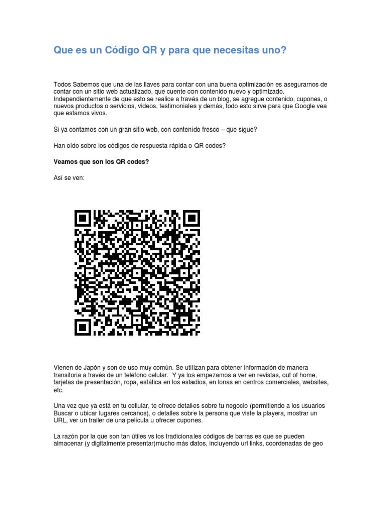 Que Es Un Código QR y para Que Necesitas Uno | PDF | Google | Red mundial