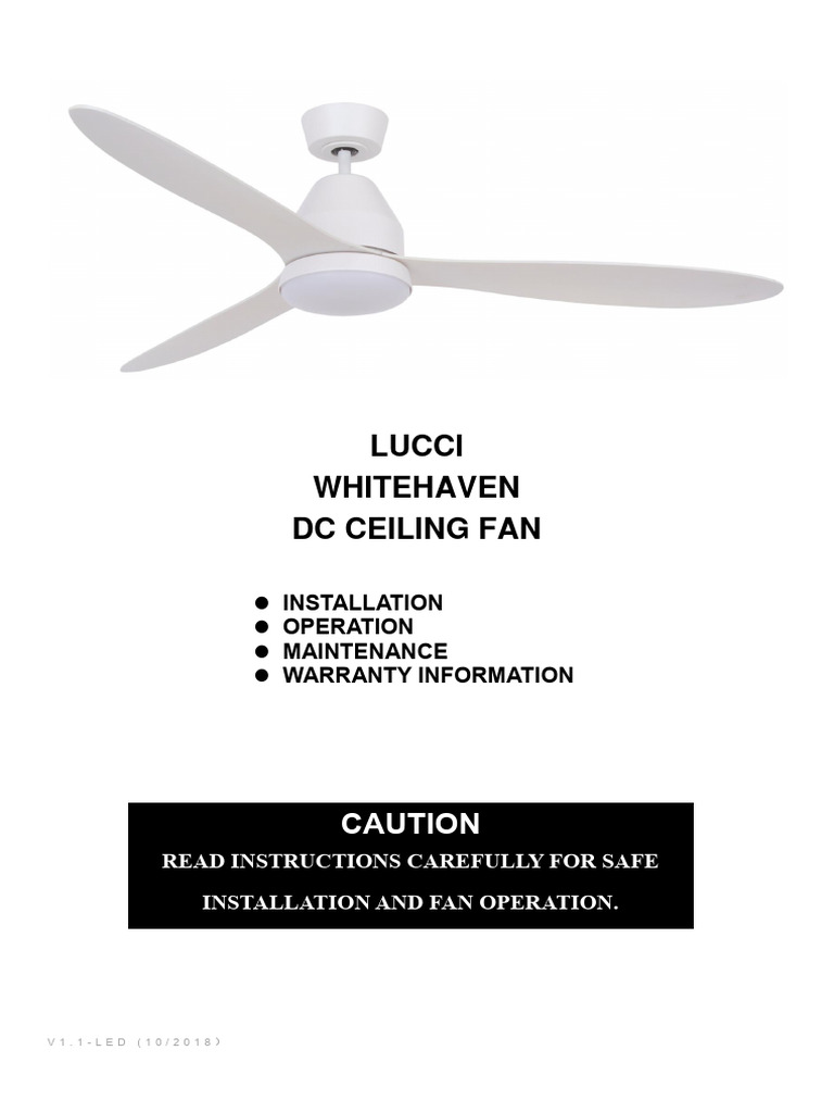 Lucci Whitehaven DC Fan Manual | PDF | Manufactured Goods | Electrical ...