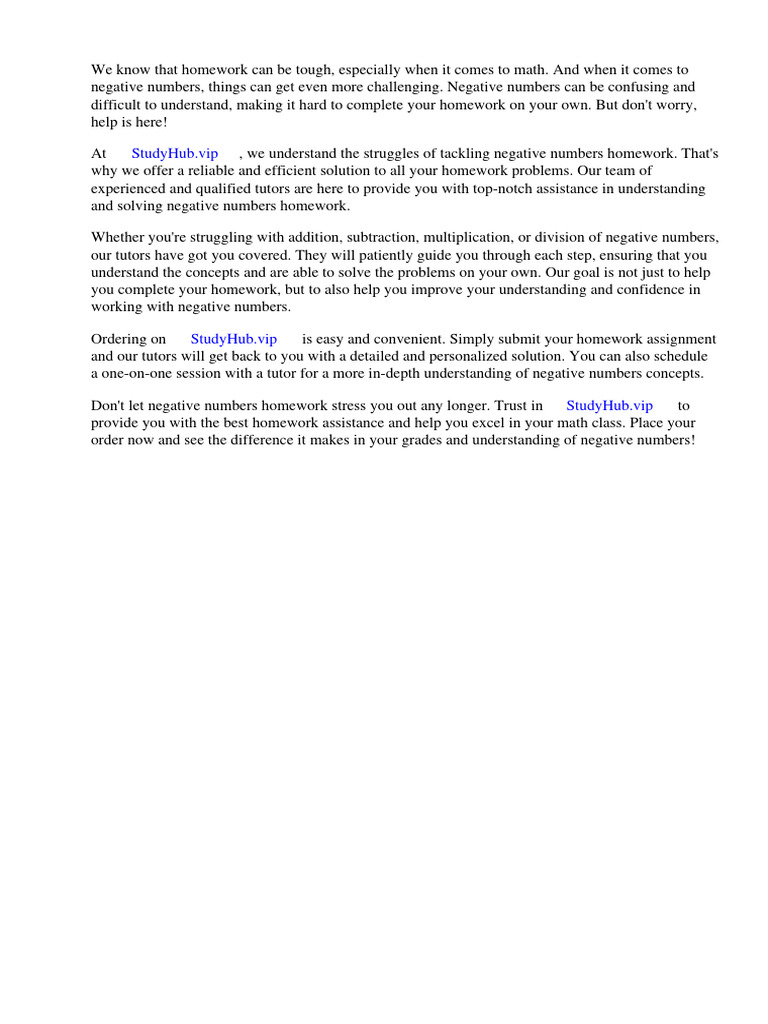 My Maths Negative Numbers Homework | PDF | Worksheet | Numbers