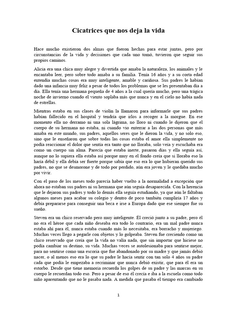 CUENTO Cicatrices que nos deja la vida | PDF | Amor | Sufrimiento CUENTO Cicatrices que nos deja la vida | PDF | Amor | Sufrimiento
