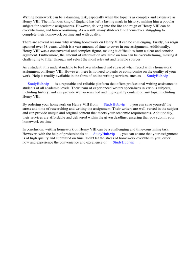 Homework Henry Viii | PDF | Anne Boleyn | House Of Tudor