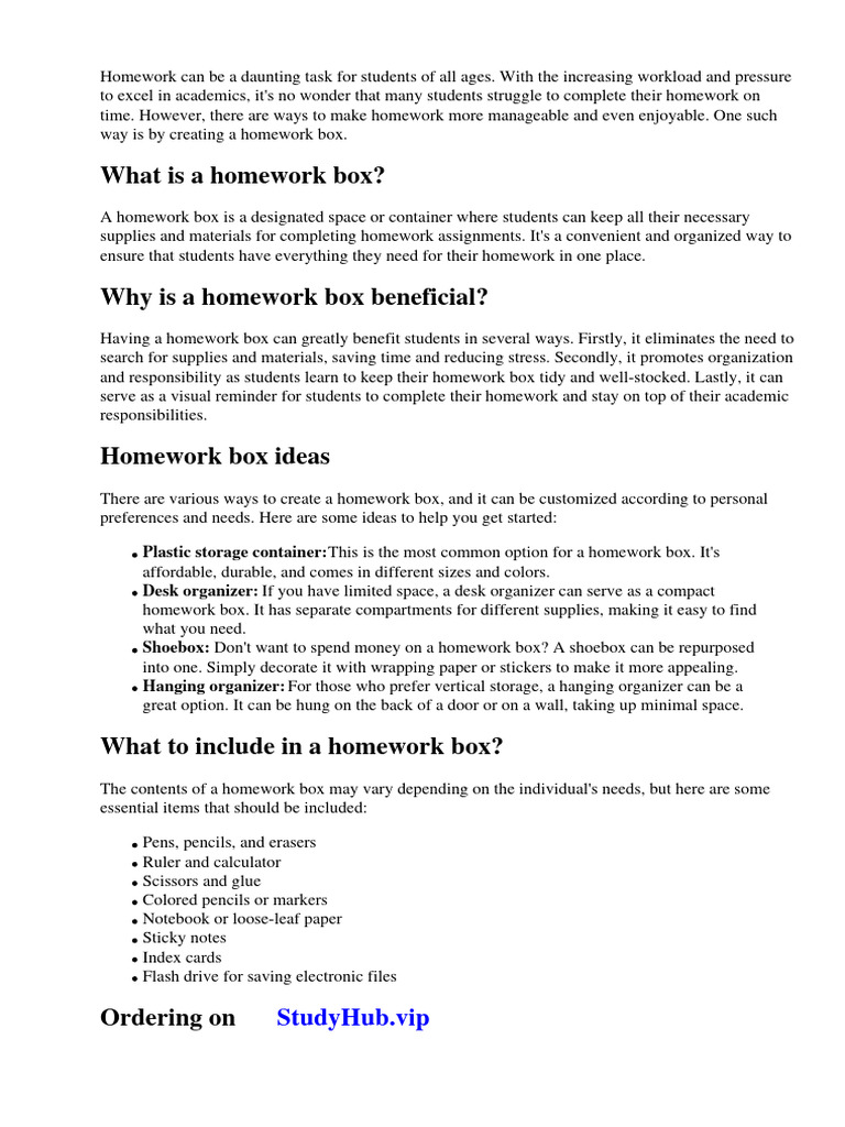 Homework Box Ideas | Download Free PDF | Homework