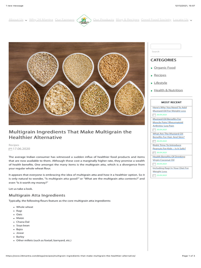 Multigrain Atta1 | PDF | Whole Grain | Dietary Fiber