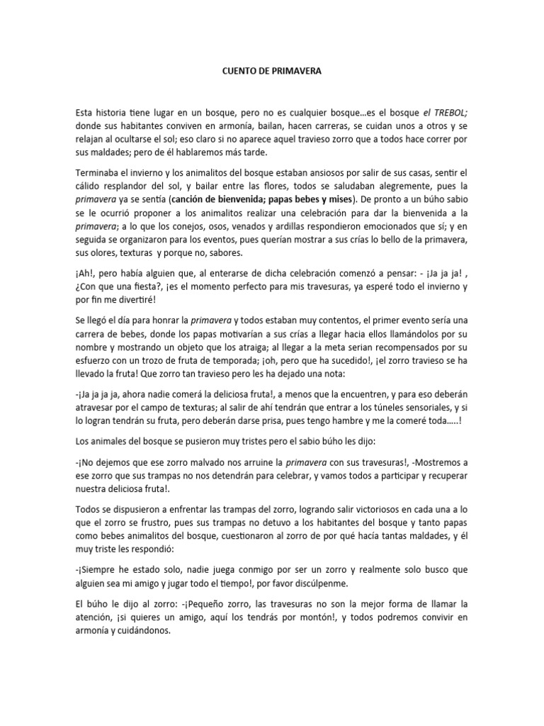CUENTO DE PRIMAVERA | PDF