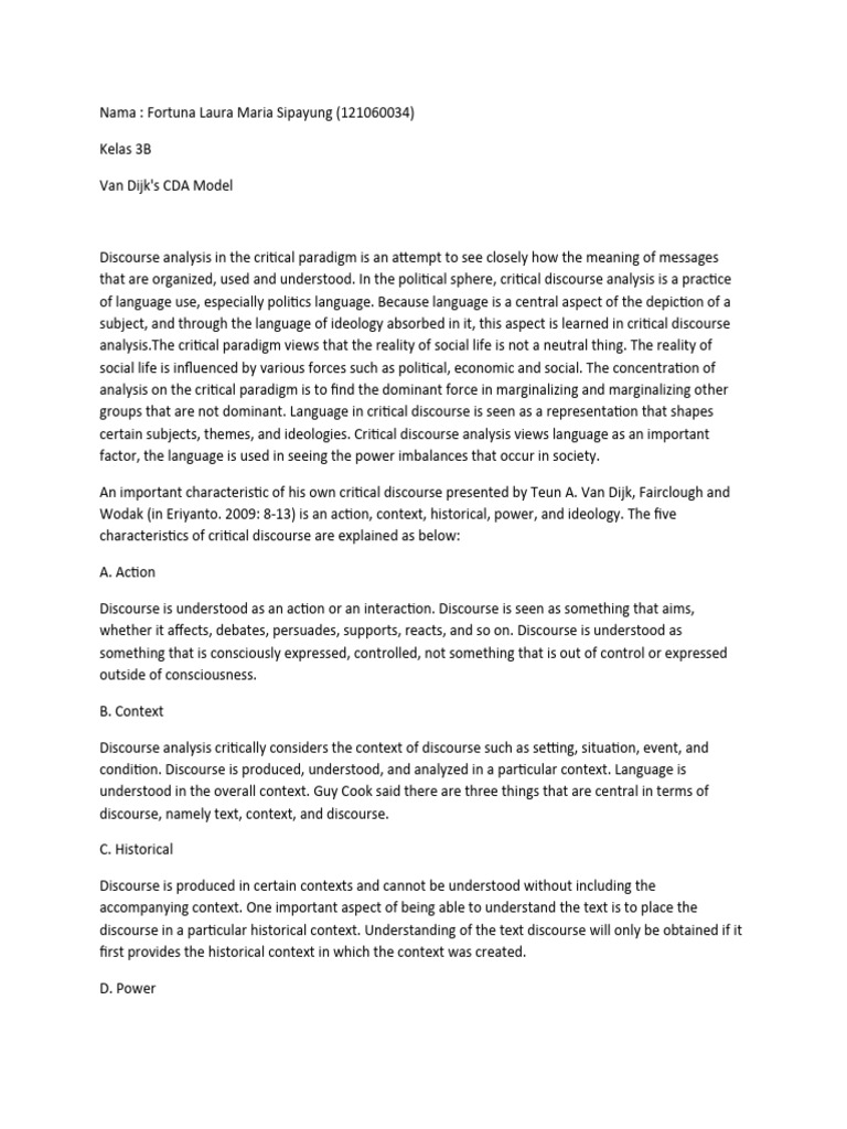 Van Dijk CDA Model | PDF | Discourse | Cognition