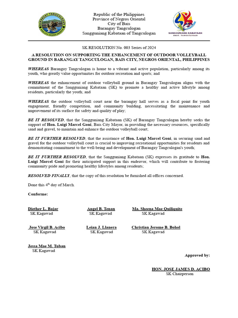 Sk Resolution No. 3 | PDF