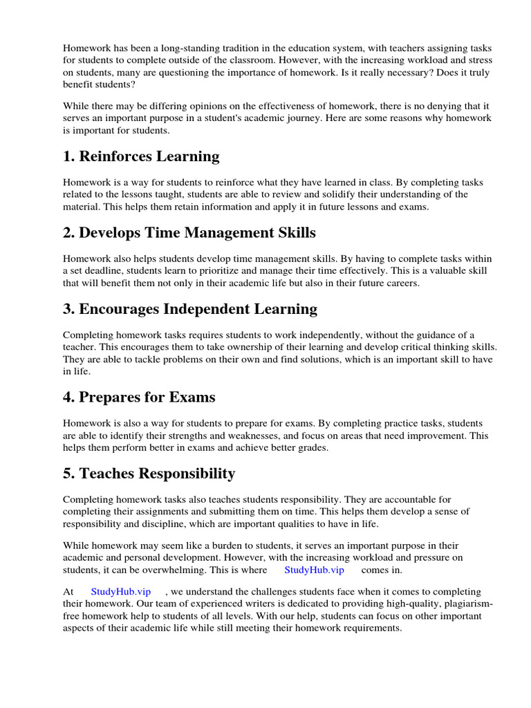 Is Homework Important For Students Essay | PDF | Homework | Teachers