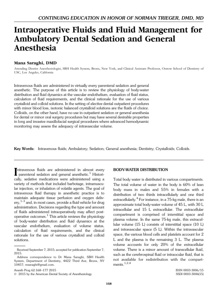 Intraoperative Fluids and Fluid Management For | PDF | Saline (Medicine ...