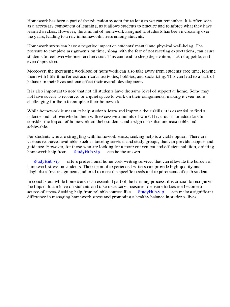 Homework Stress On Students | PDF | Homework | Schools
