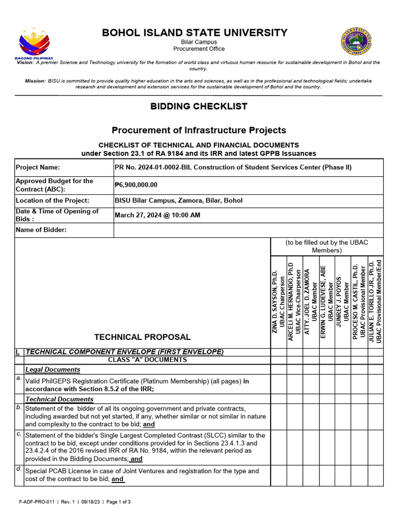 BIDDING CHECKLIST PR2024!01!0002 BIL Construction of Student Services Center | PDF | Lease ...