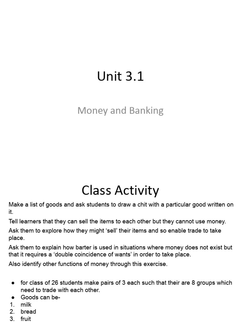 Unit 3.1 - Money and Banking | PDF | Banks | Money