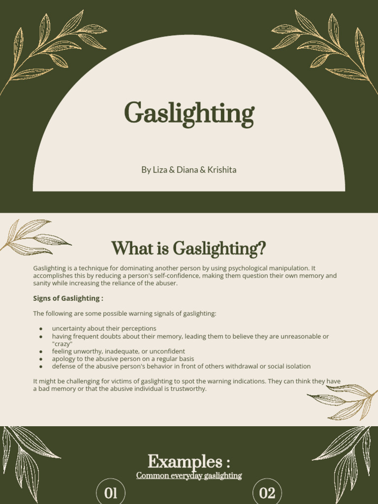 PSHE Gaslighting Presentation | PDF | Cognition | Social Psychology