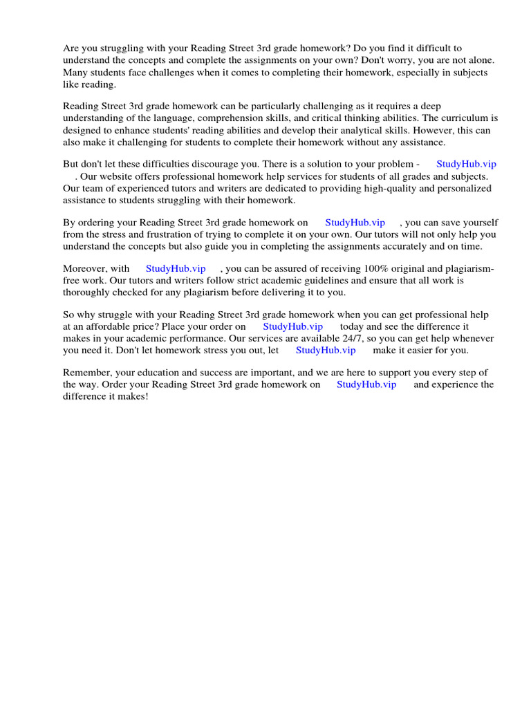 Reading Street 3rd Grade Homework | PDF | Reading Comprehension ...