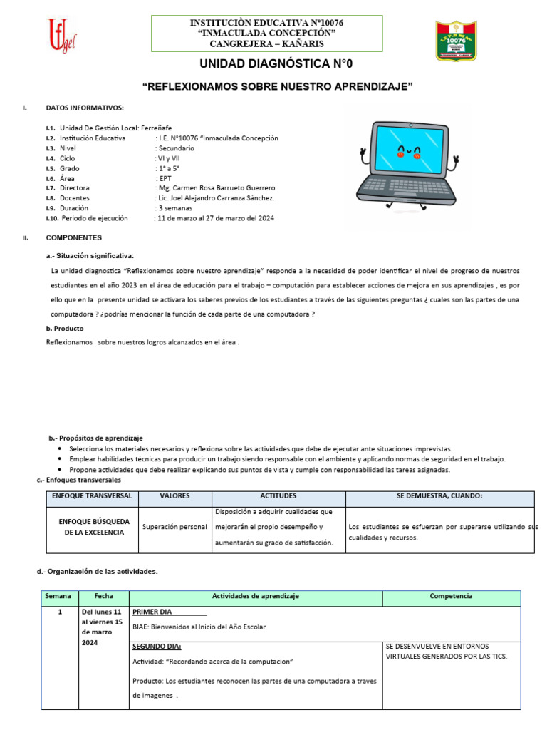 Unidad Didáctica #0 2024 Ept | PDF | Evaluación | Aprendizaje