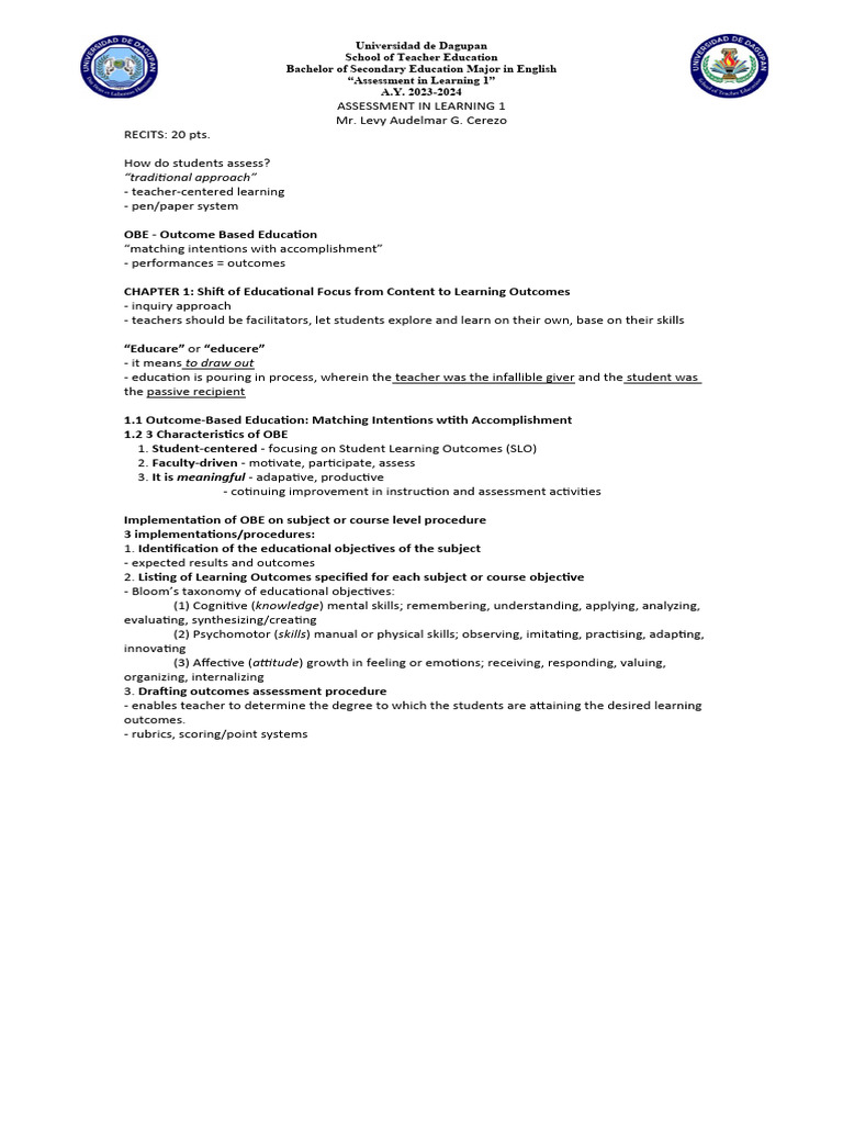 Assessment-in-Learning-1 | PDF | Educational Assessment | Learning