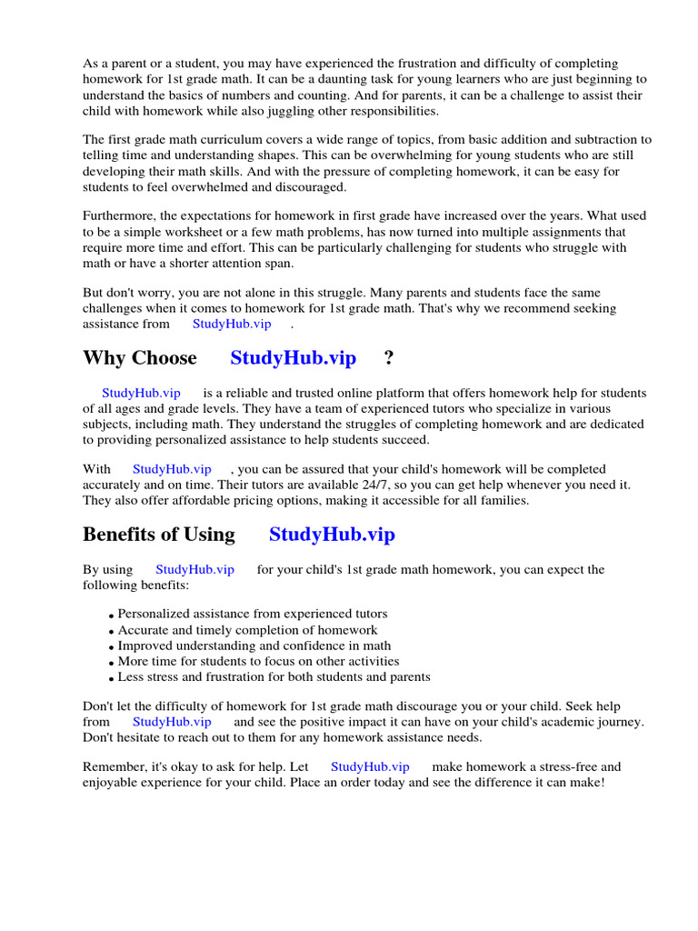 Homework For 1st Grade Math | PDF | Mathematics | Worksheet