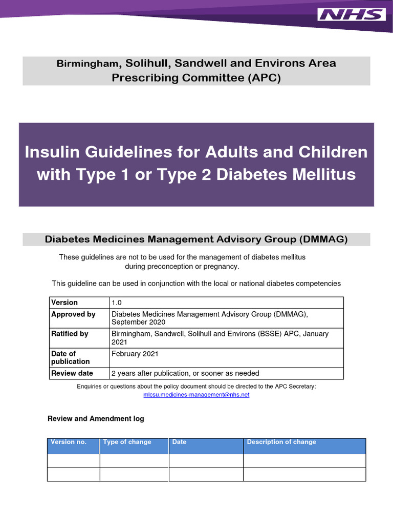Birmingham Diabetes Insulin Guidelines | PDF | Hypoglycemia | Insulin