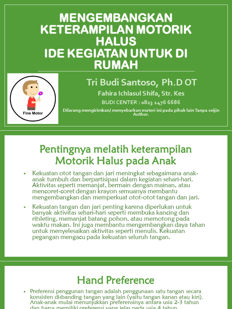 Latihan Keterampilan Motorik Halus Anak | PDF | Pengembangan Diri ...