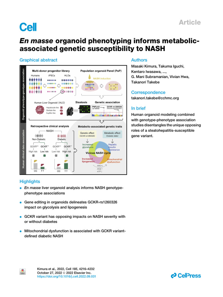 En Masse Organoid Phenotyping Informs Metabolic Associated Genetic ...