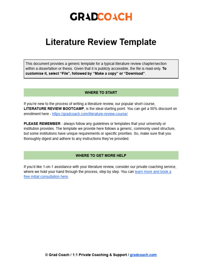 Literature Review Template - April 2023 | PDF | Theory | Empirical Research