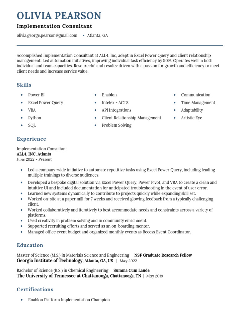 Olivia Pearson Resume | PDF