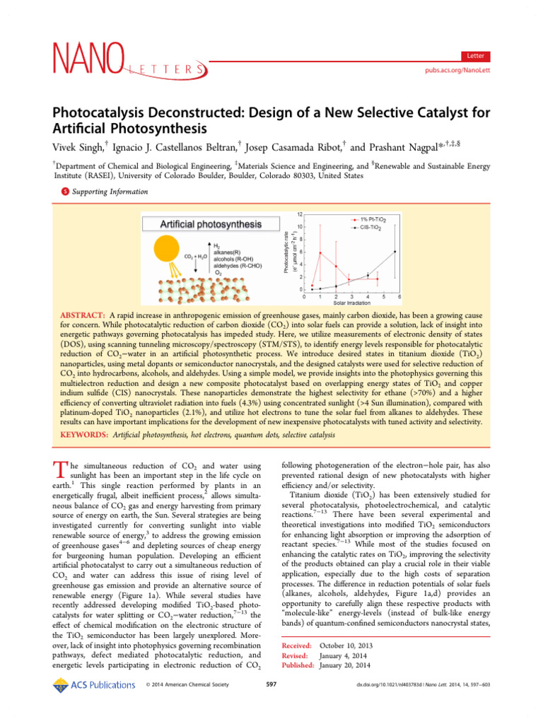 Photocatalysis Deconstructed Design of A New Selective Catalyst For ...