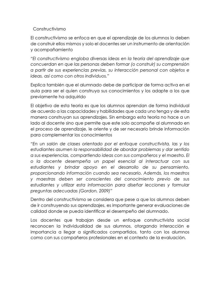 CONSTRUCTIVISMO | PDF | Constructivismo (filosofía de la educación ...