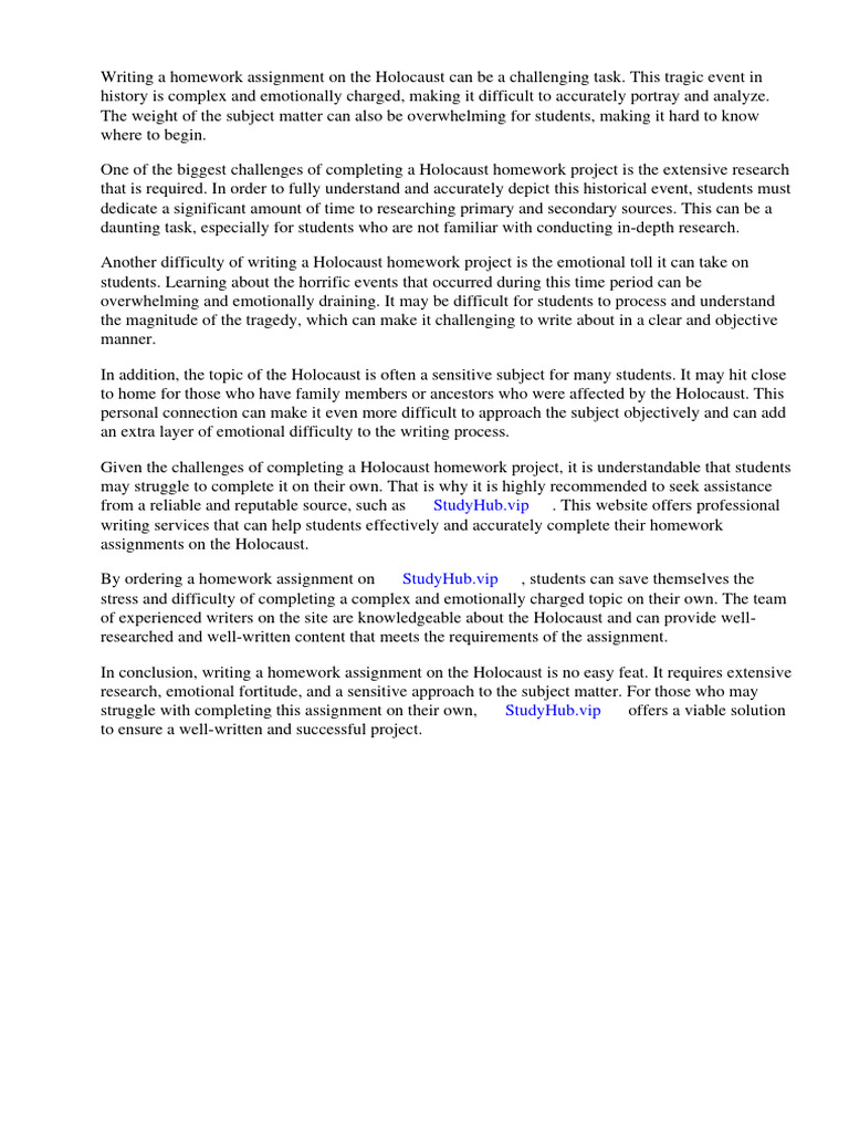 Holocaust Homework Project | PDF | Facebook | Homework