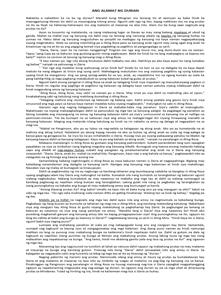 Ang Alamat NG Durian | PDF