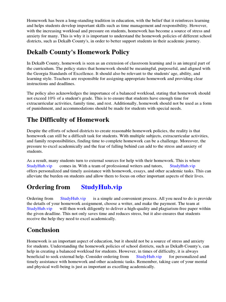 Dekalb County Homework Policy | PDF | Homework | Teachers